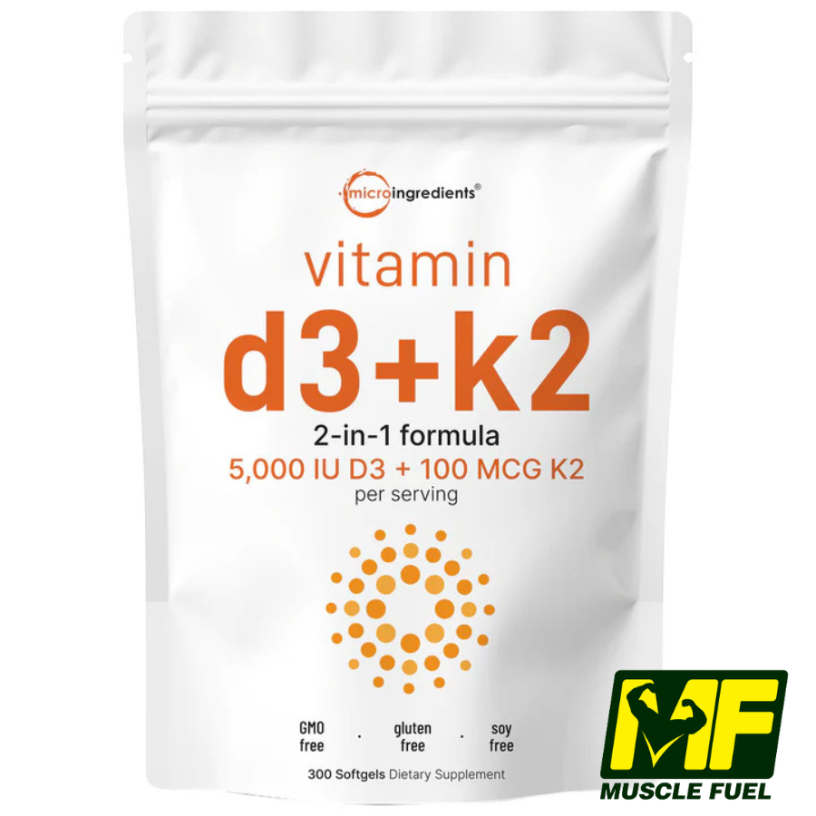 Micro Ingredients Vitamin D3 K2 5000IU Viên uống bổ sung Vitamin 300 viên - Muscle Fuel - MF